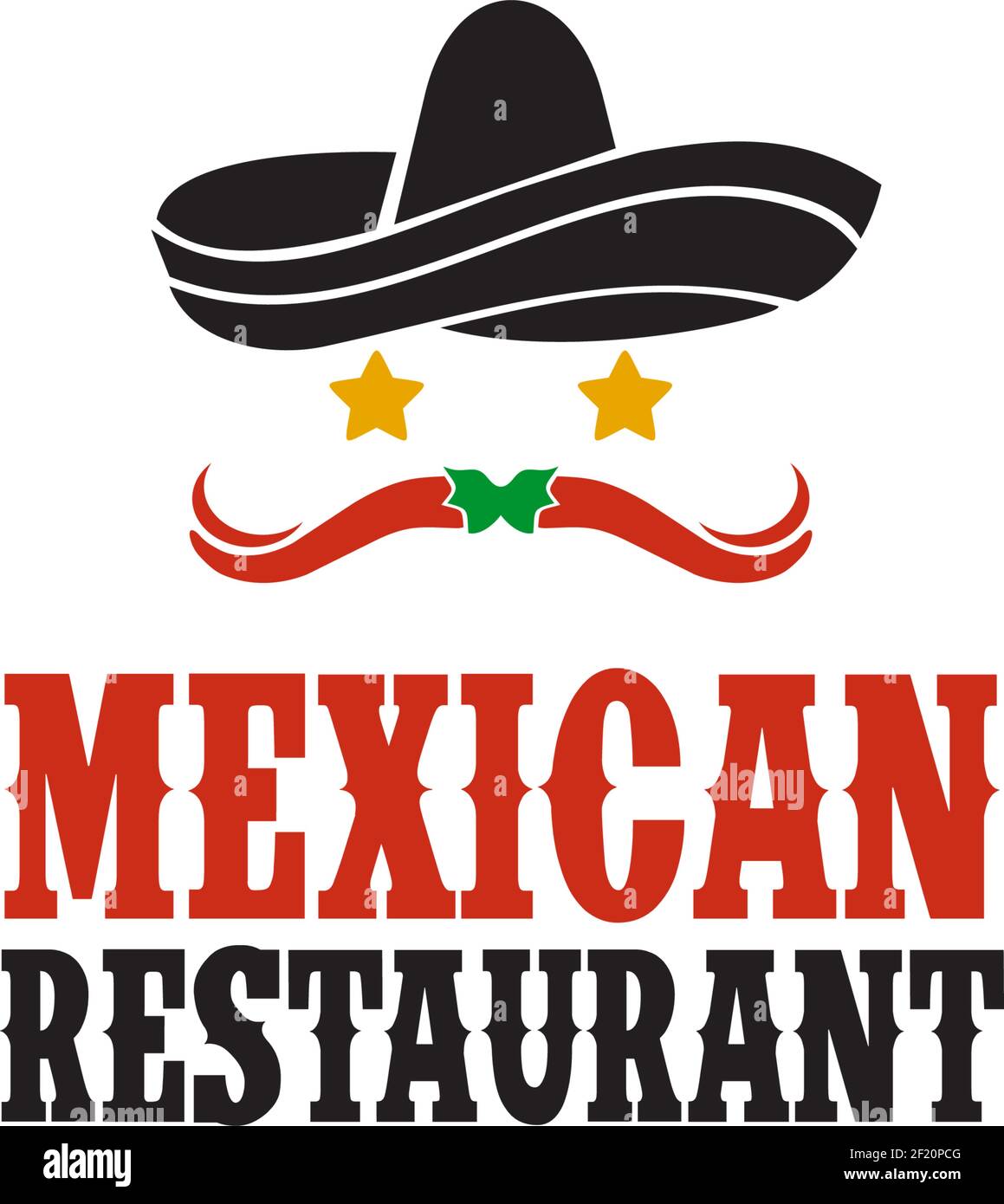 Mexican restaurant with traditional hat of Mexico design Stock Vector ...