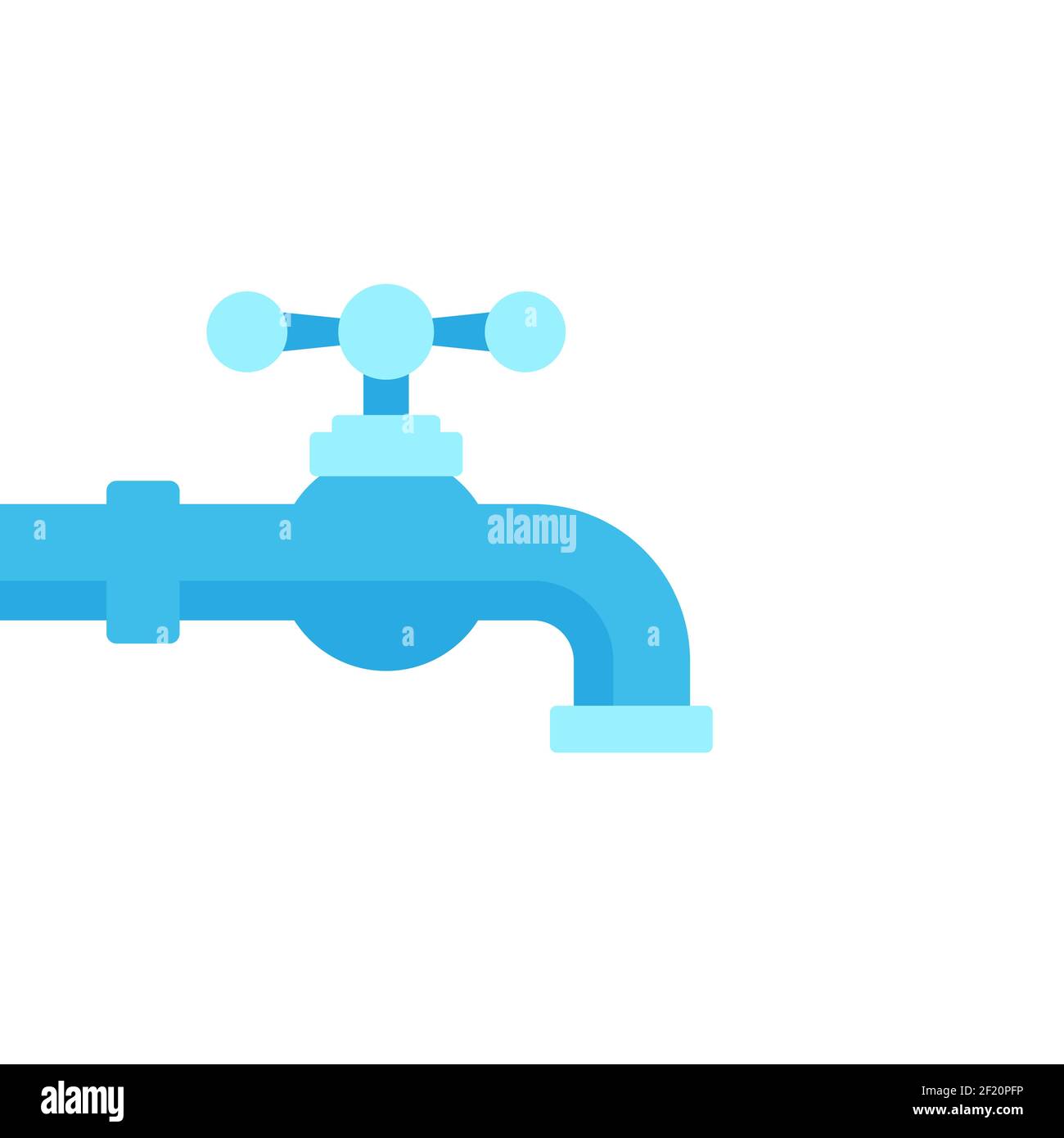 water tap with classic old valve. blue icon isolated on white. Faucet ...