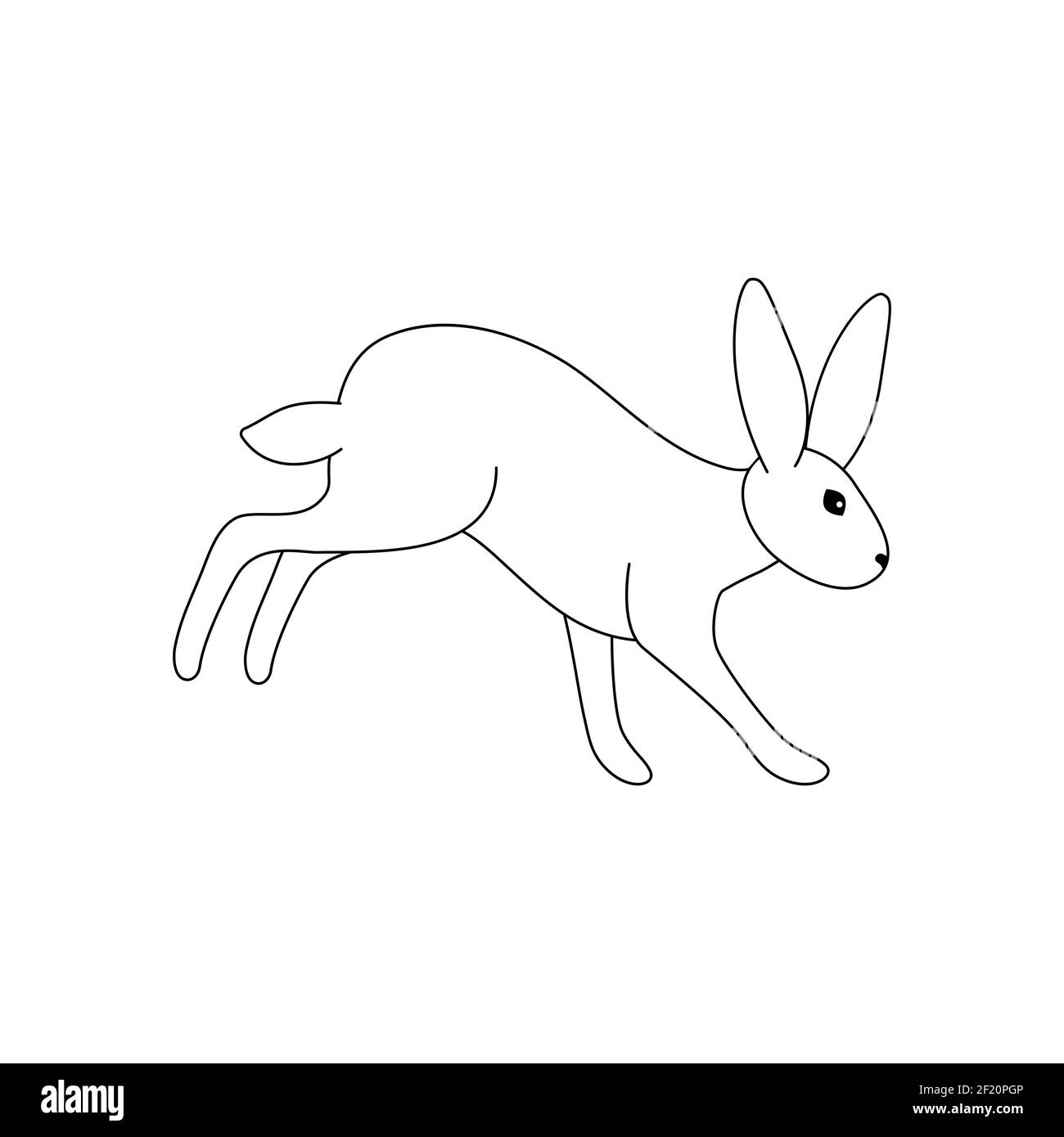 Running Rabbit Drawing Outline