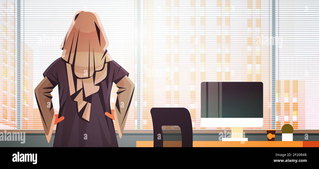 rear view businesswoman looking forward through glass window successful ...