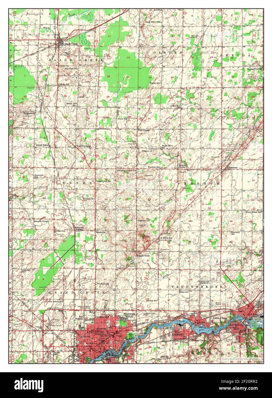 Appleton, Wisconsin, map 1955, 1:62500, United States of America by ...