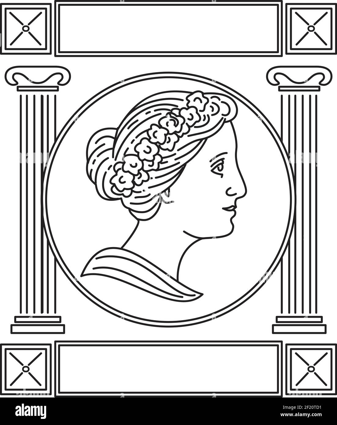 Mono line illustration of a one of the nine Greek muse in ancient Greek ...