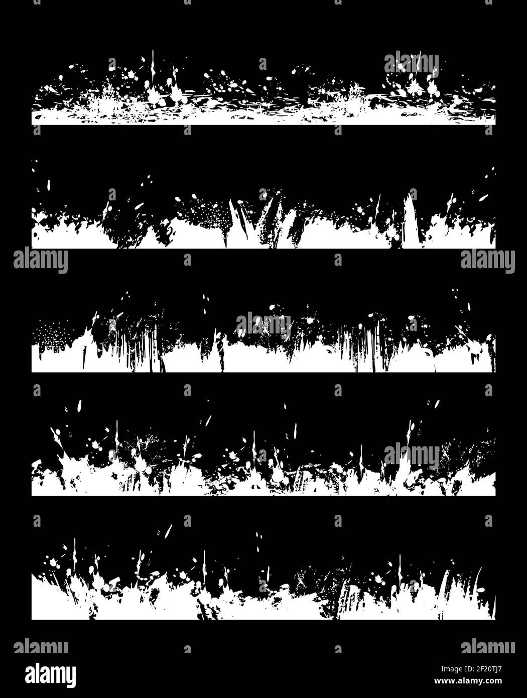 Grunge borders isolated vector lines with black rough scratched edges ...
