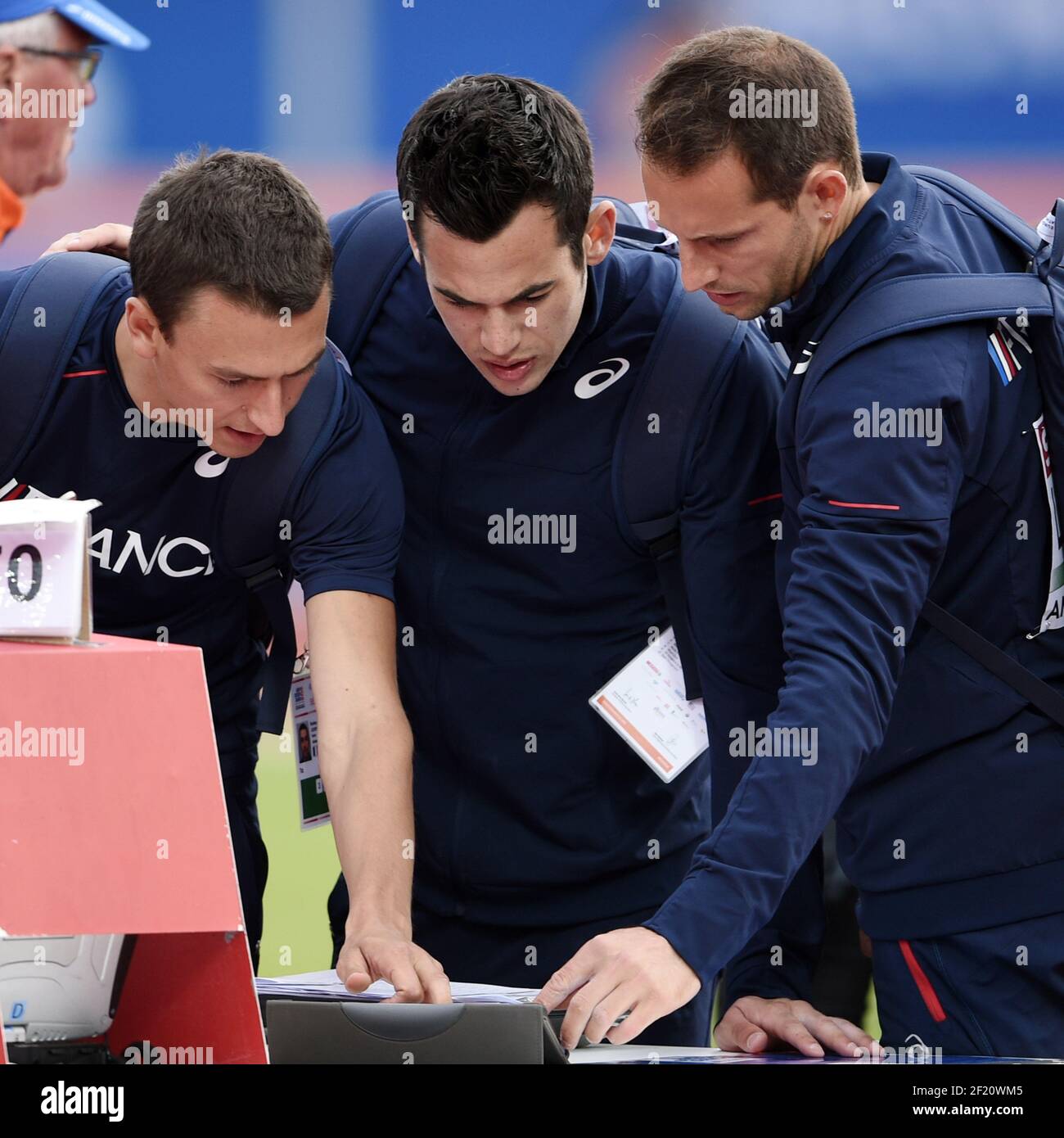 France's Stanley Joseph, Kevin Menaldo and Renaud Lavillenie during the ...