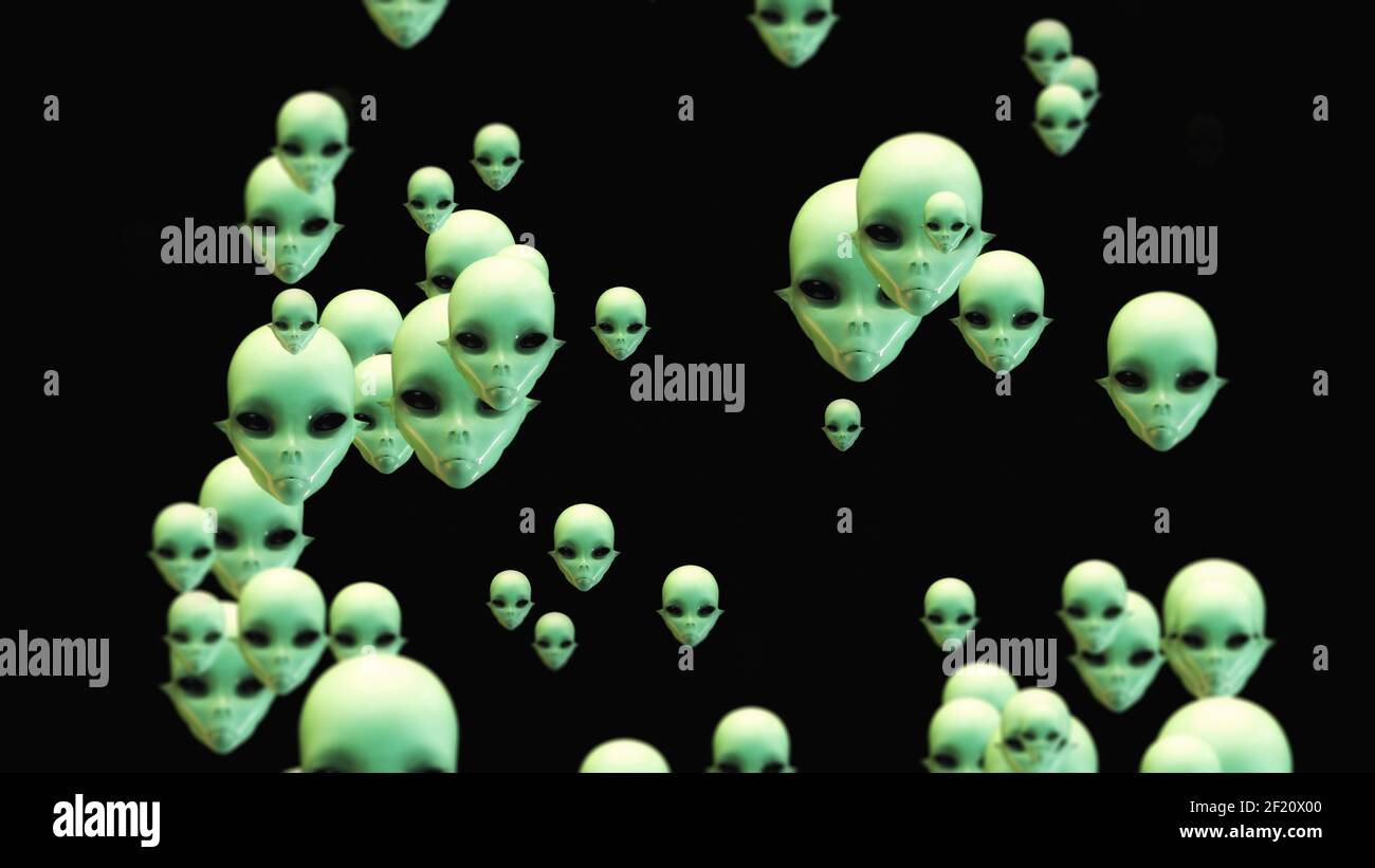 Artistic 3D illustration of alien faces Stock Photo - Alamy
