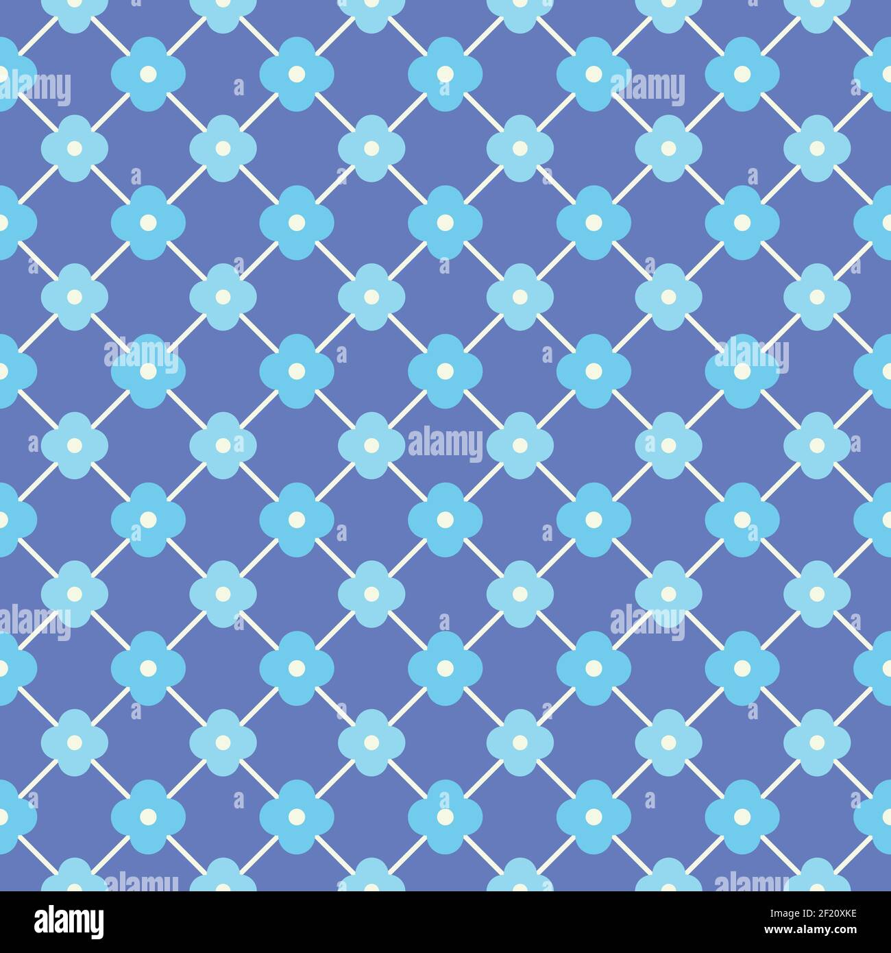 Geometric floral background in blue, vector seamless repeat pattern ...