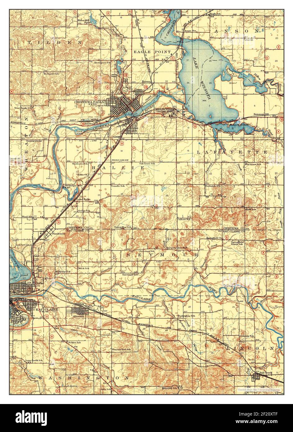 Chippewa falls wisconsin map Cut Out Stock Images & Pictures - Alamy