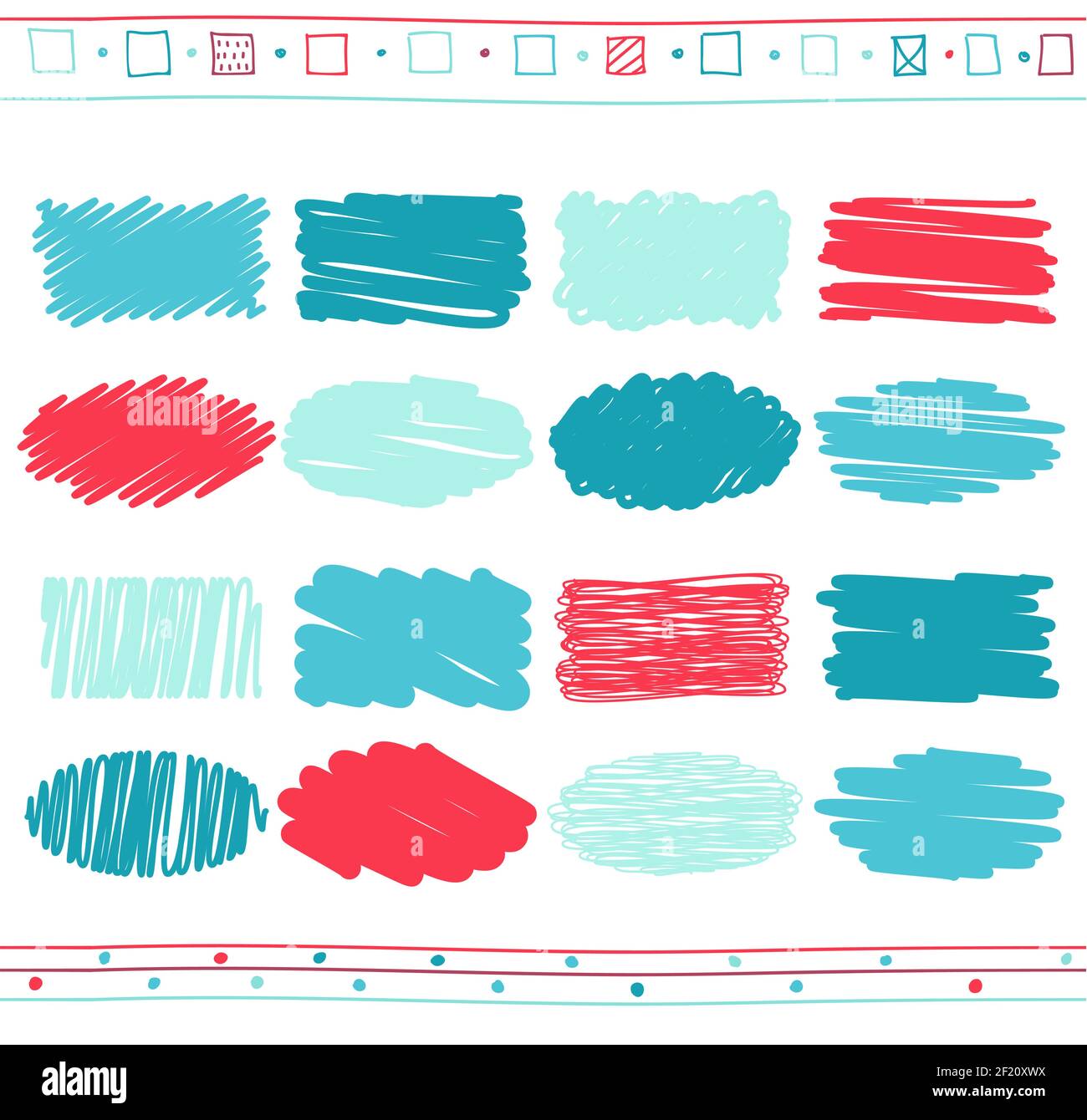 Vector collection of retro scribbled lines with hand drawn style of red ...