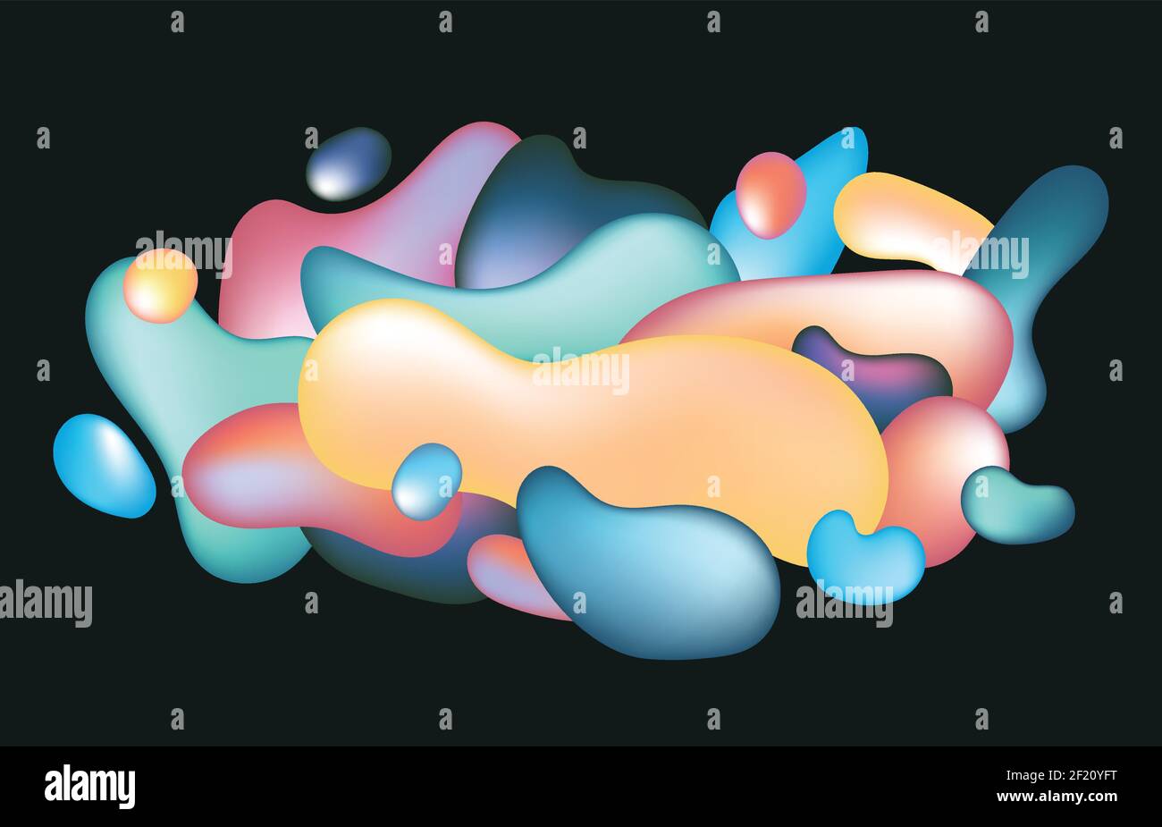 Abstract colorful fluid 3d shape pattern style template. Overlapping ...