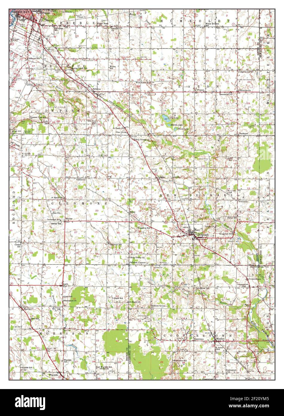 Denmark, Wisconsin, map 1954, 1:62500, United States of America by ...