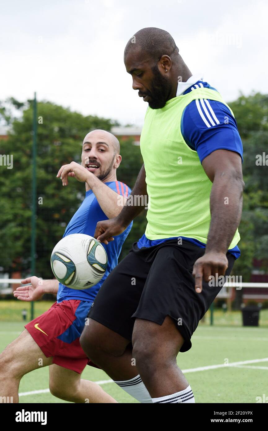 Teddy Riner on the road to Rio 2016, Teddy Riner plays football with ...