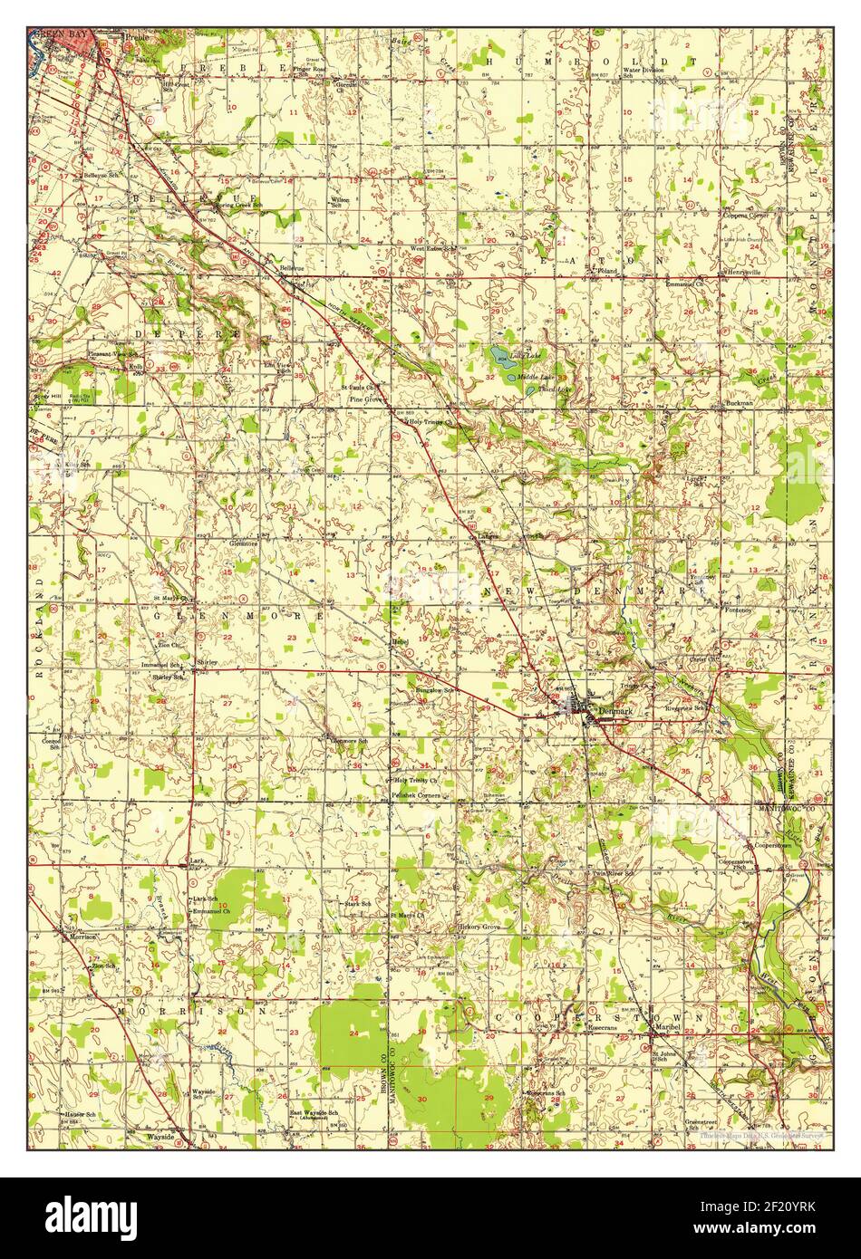 Denmark, Wisconsin, map 1954, 1:62500, United States of America by ...