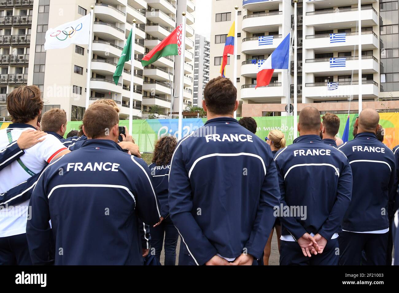 French Team (FRA) on the Olympic flag ceremony on Olympic Athletes ...