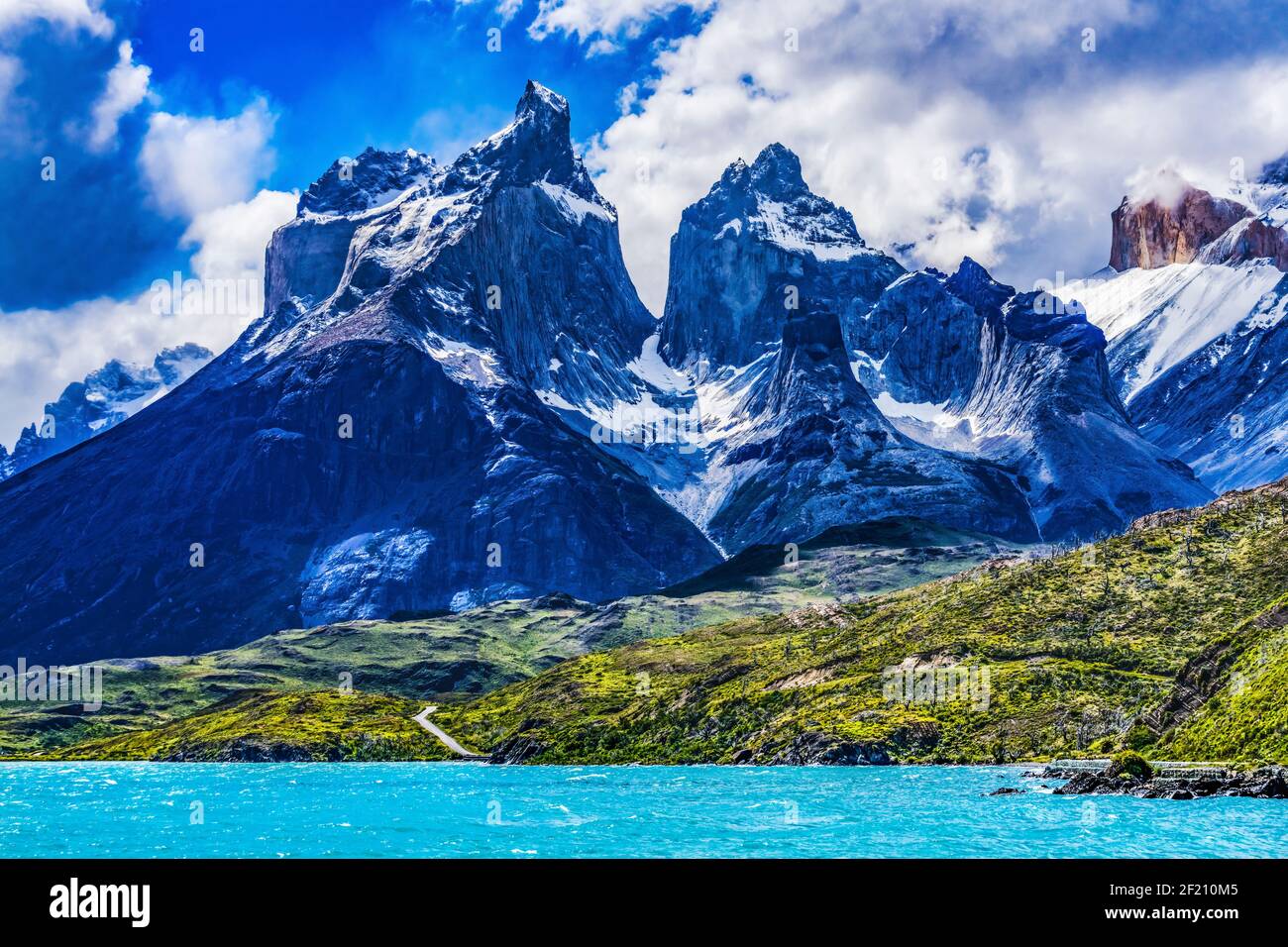 Large Pehoe Lake Lago Paine Horns Three Granite Peaks Torres del Paine ...