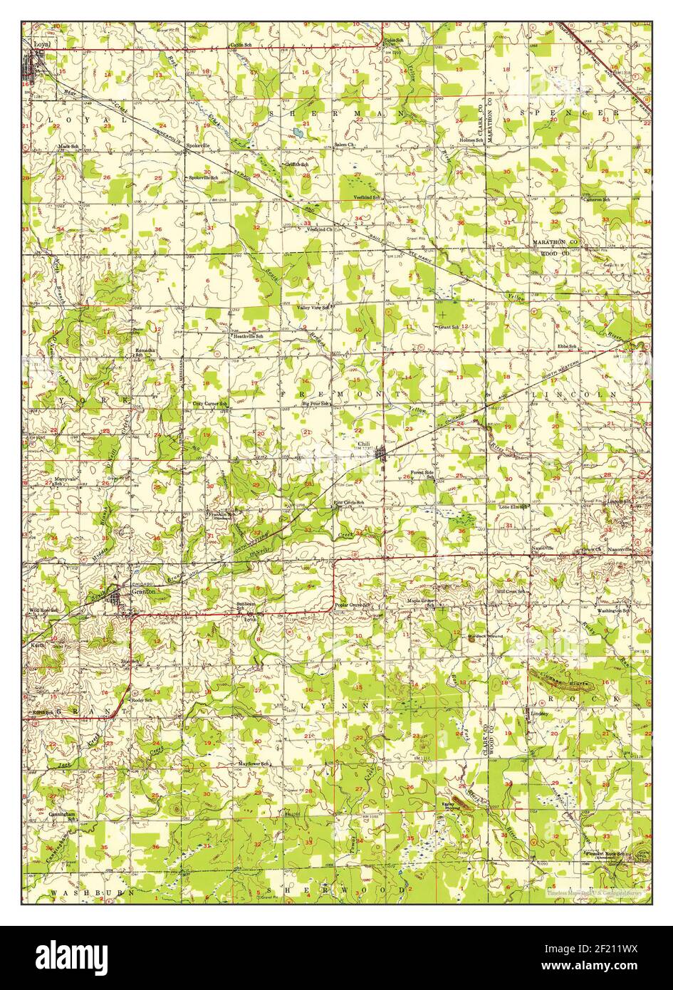 Granton, Wisconsin, map 1954, 1:62500, United States of America by ...
