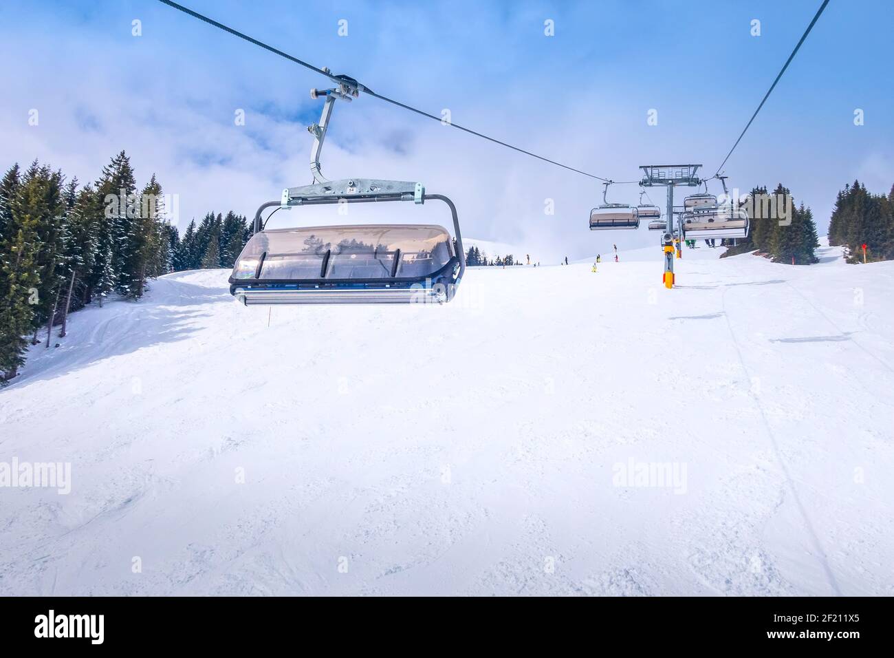 Ski slope in Saalbach, Austria Stock Photo - Alamy