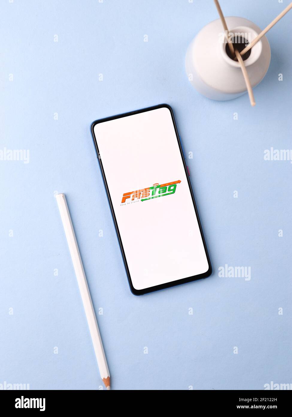 Assam, india - March 10, 2021 : FASTag logo on phone screen stock image ...