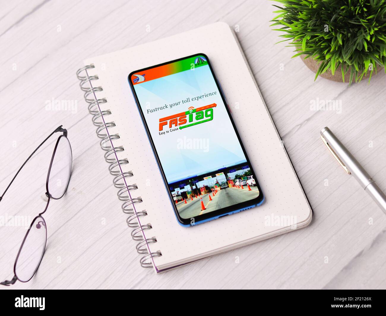 Assam, india - March 10, 2021 : FASTag logo on phone screen stock image ...