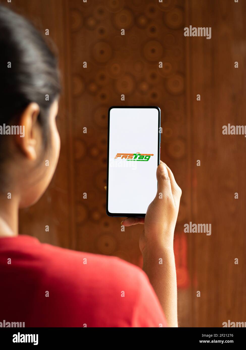 Assam, india - March 10, 2021 : FASTag logo on phone screen stock image ...