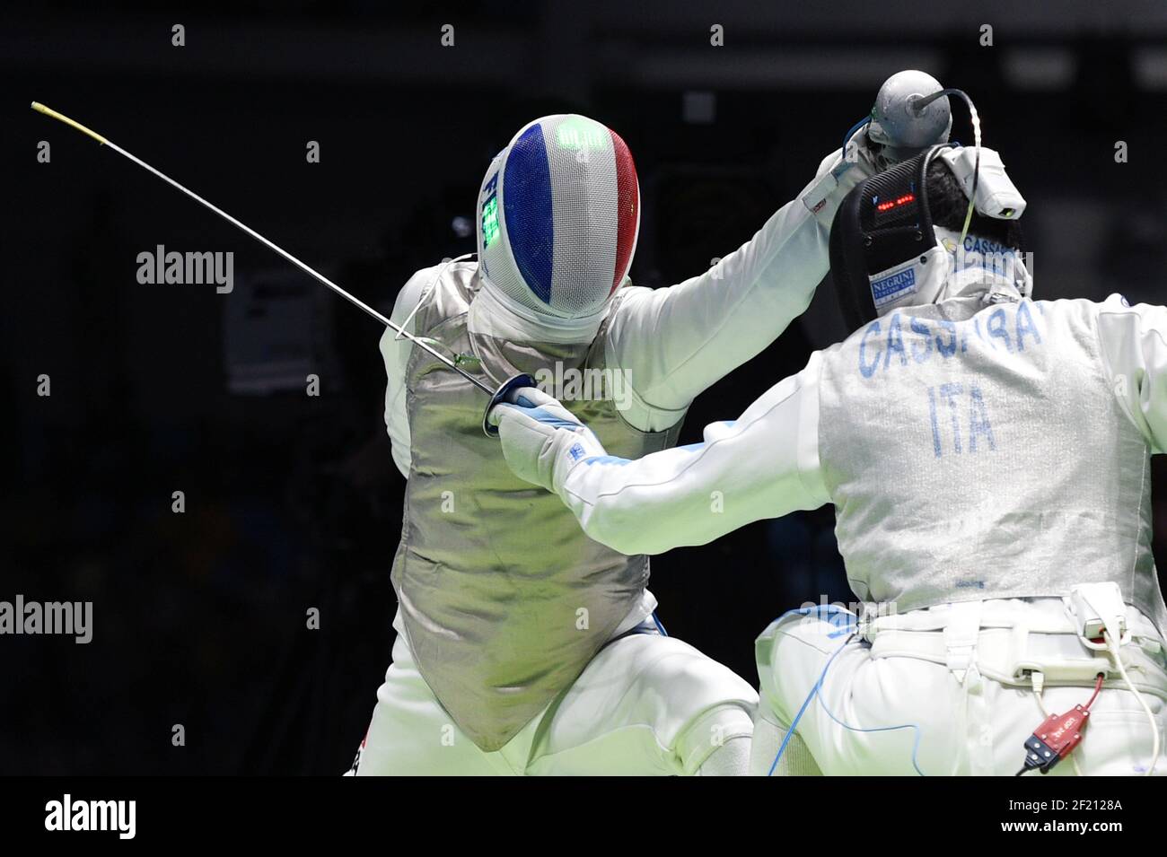 France's Jeremy Cadot competes vs Italy's Andrea Cassara during the ...