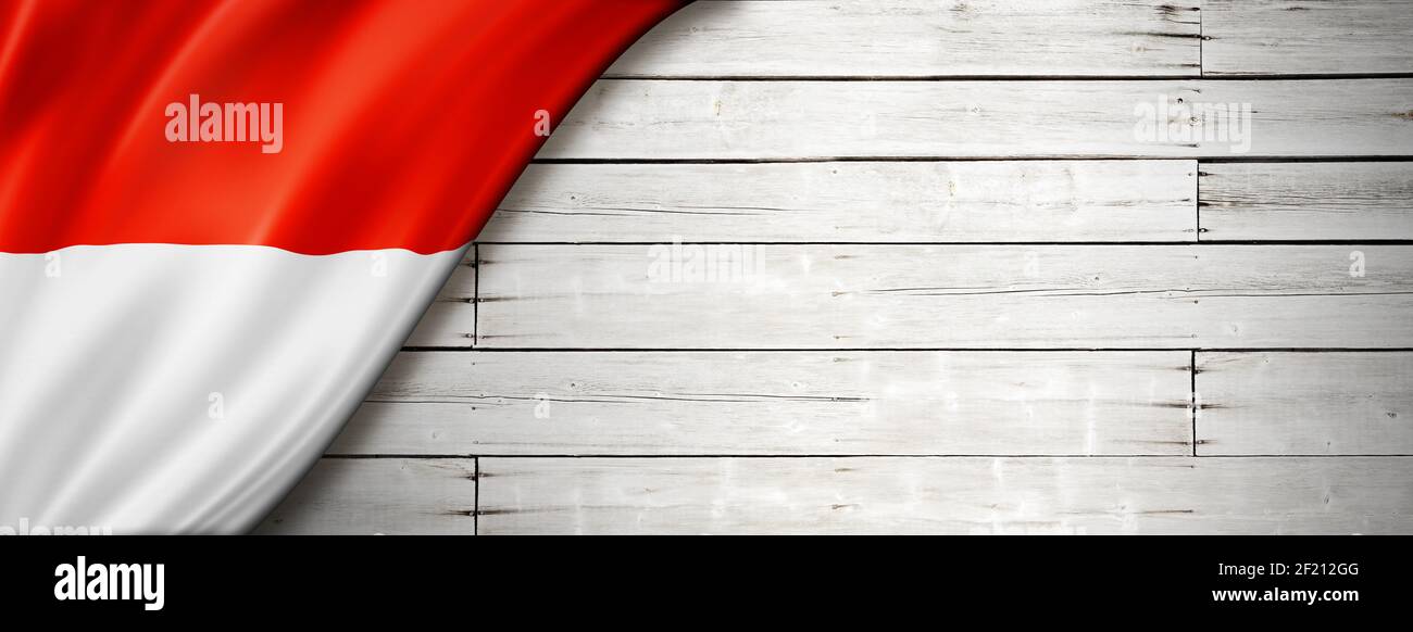Monaco flag on old white wall. Horizontal panoramic banner Stock Photo ...