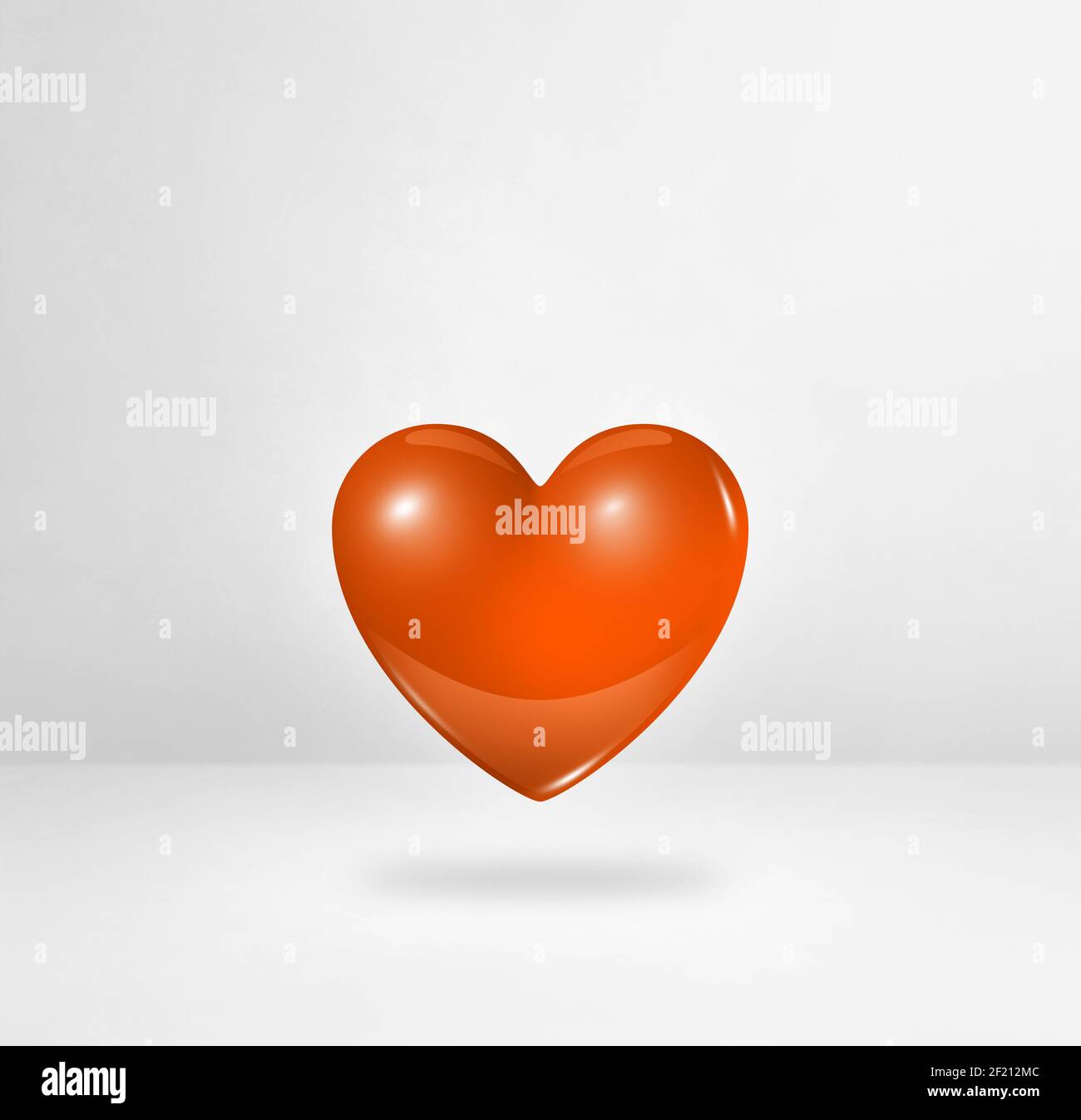 3D orange heart isolated on a white studio background. 3D illustration ...
