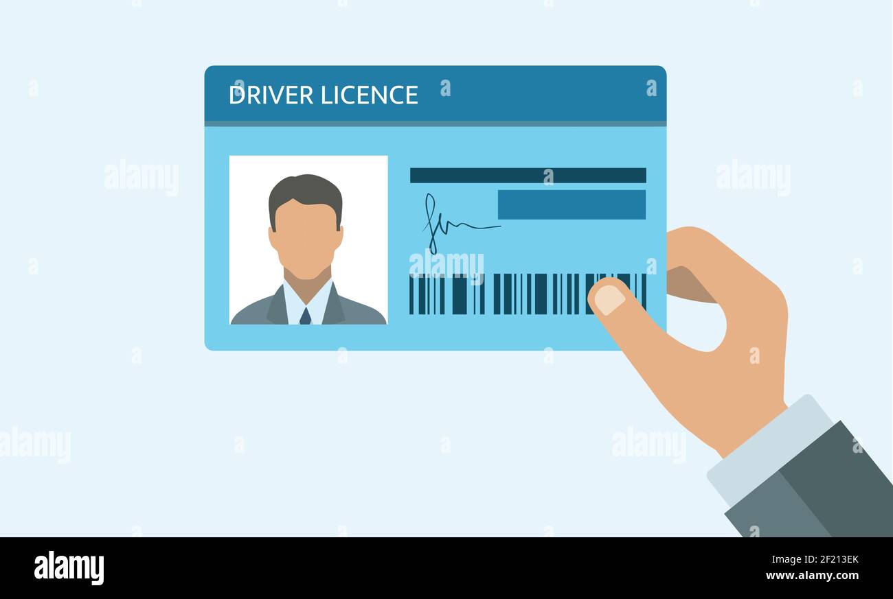 Hand holding Driver license. ID card. Identification card icon. Man and woman driver license ...