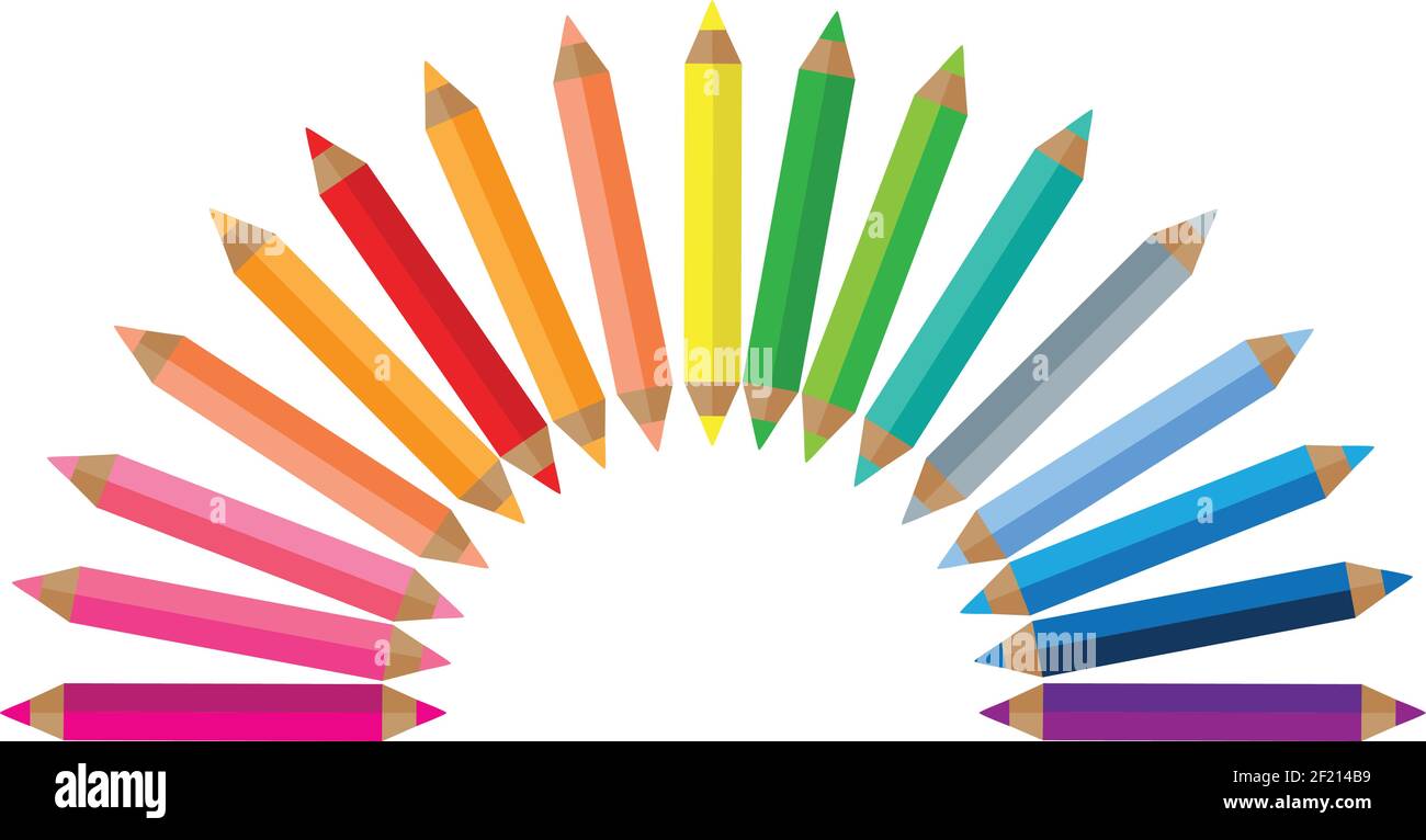 vector rainbow colour pencil design background Stock Vector Image & Art ...
