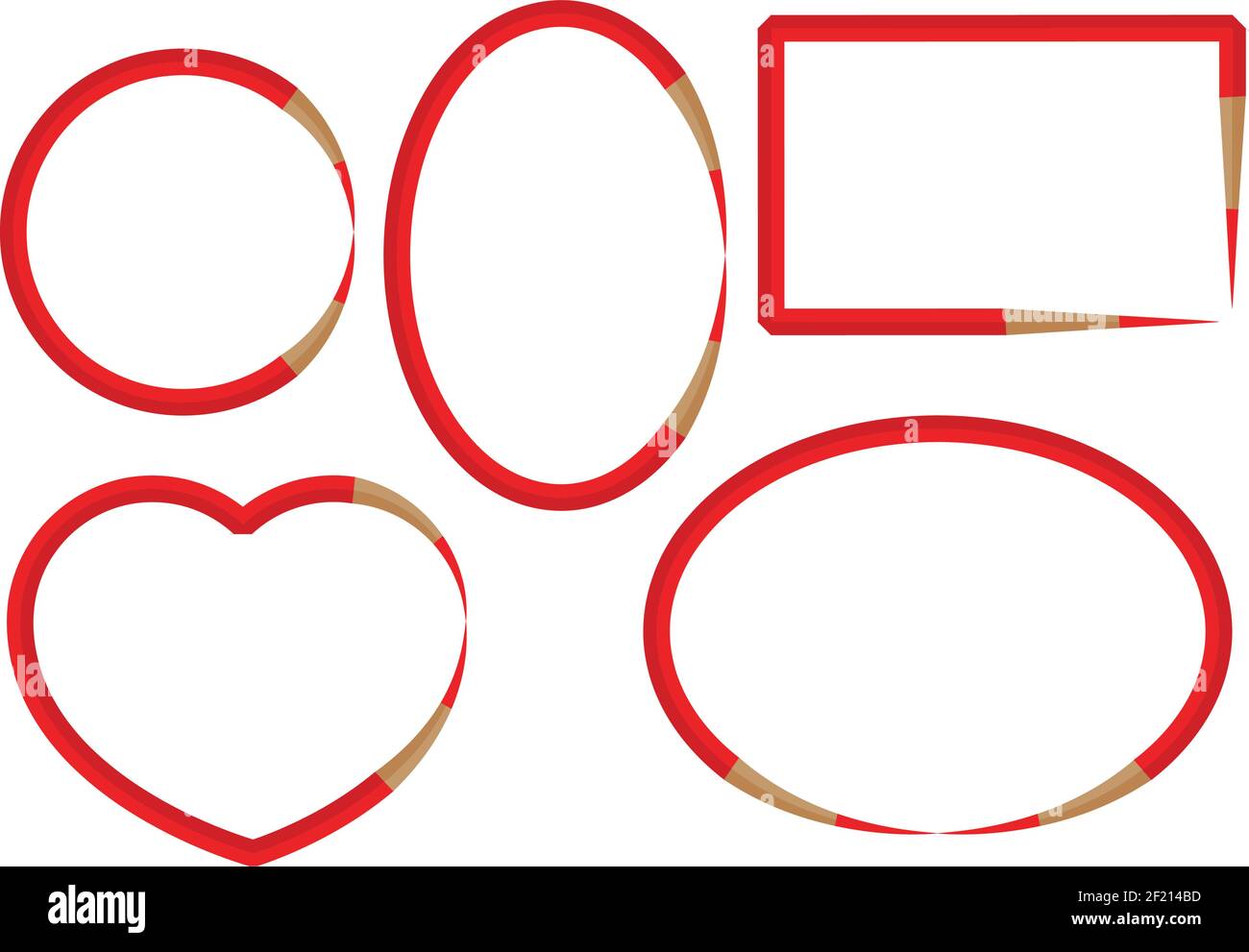 vector cartoon red colour pencil Border , frame , card , background set ...