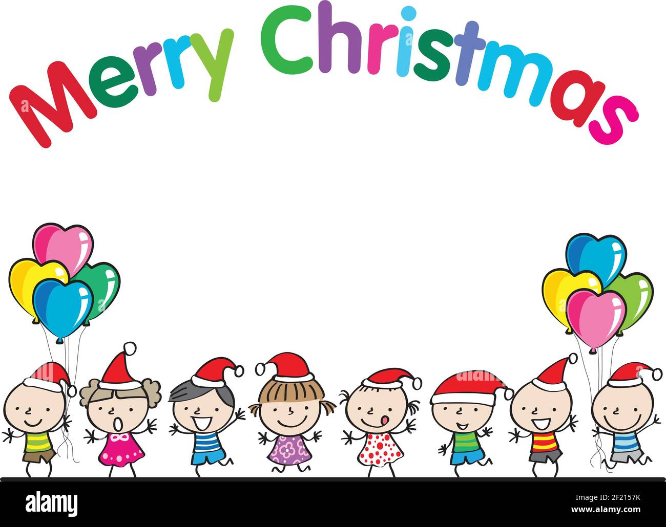 vector cartoon merry Christmas kids background Stock Vector Image & Art ...