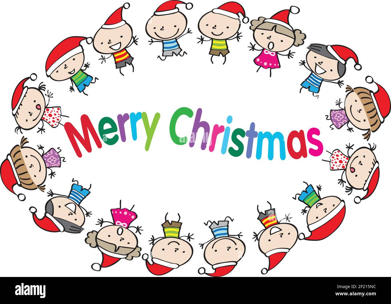 vector cartoon merry Christmas kids background Stock Vector Image & Art ...