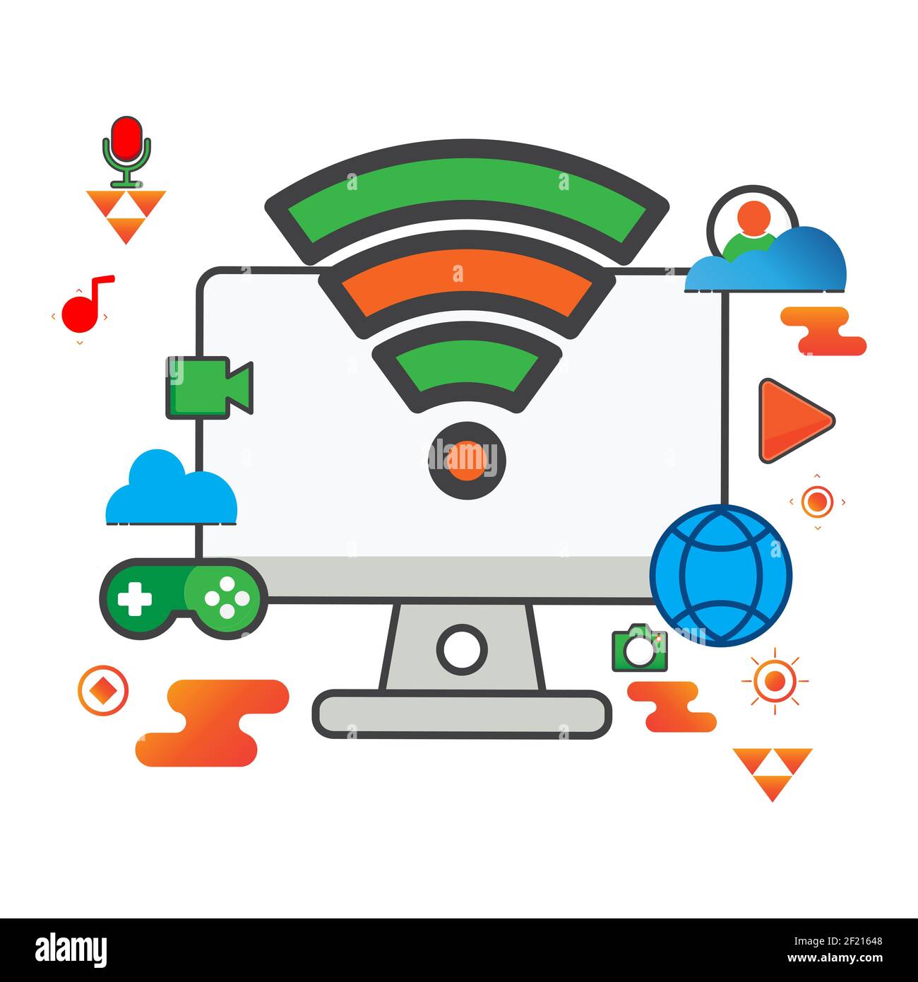 wireless illustration. computer illustration. Flat vector icon. can use ...