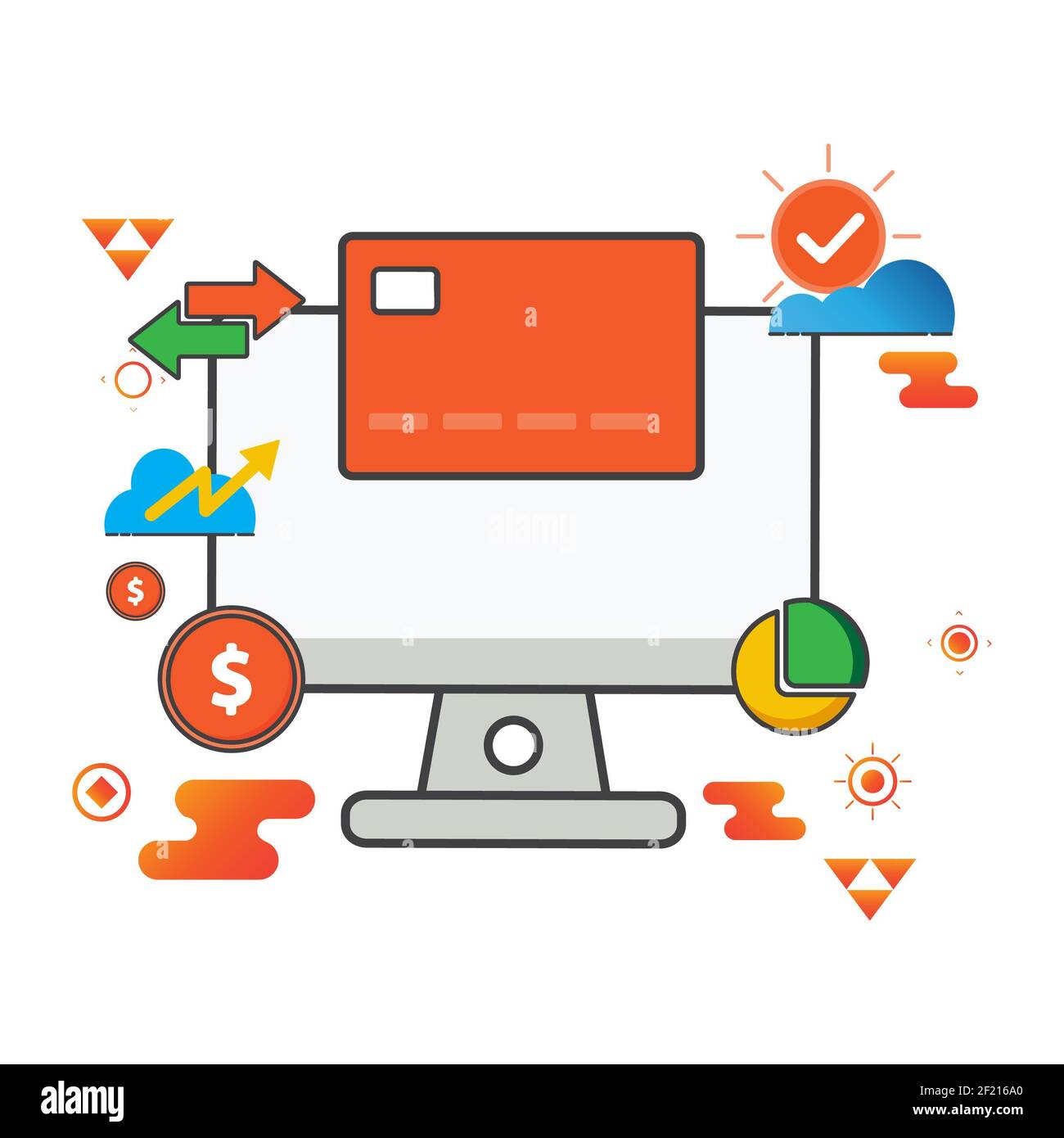 credit card illustration. computer illustration. Flat vector icon. can ...