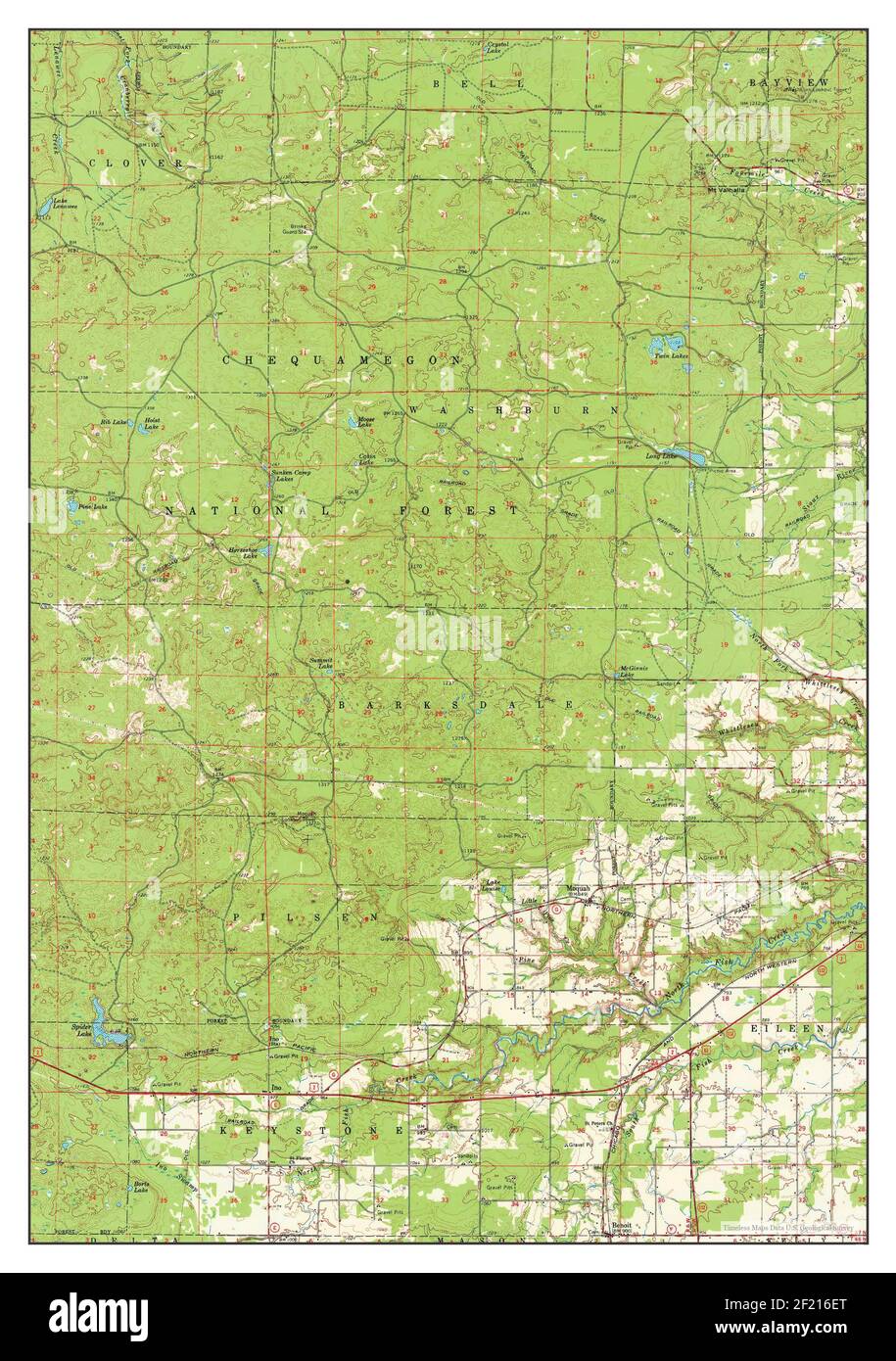 Moquah, Wisconsin, map 1964, 1:62500, United States of America by ...