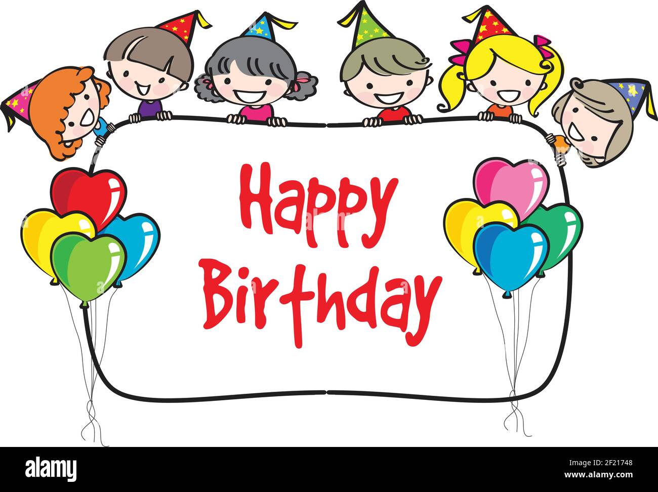 vector cartoon kids with happy birthday card Stock Vector Image & Art ...