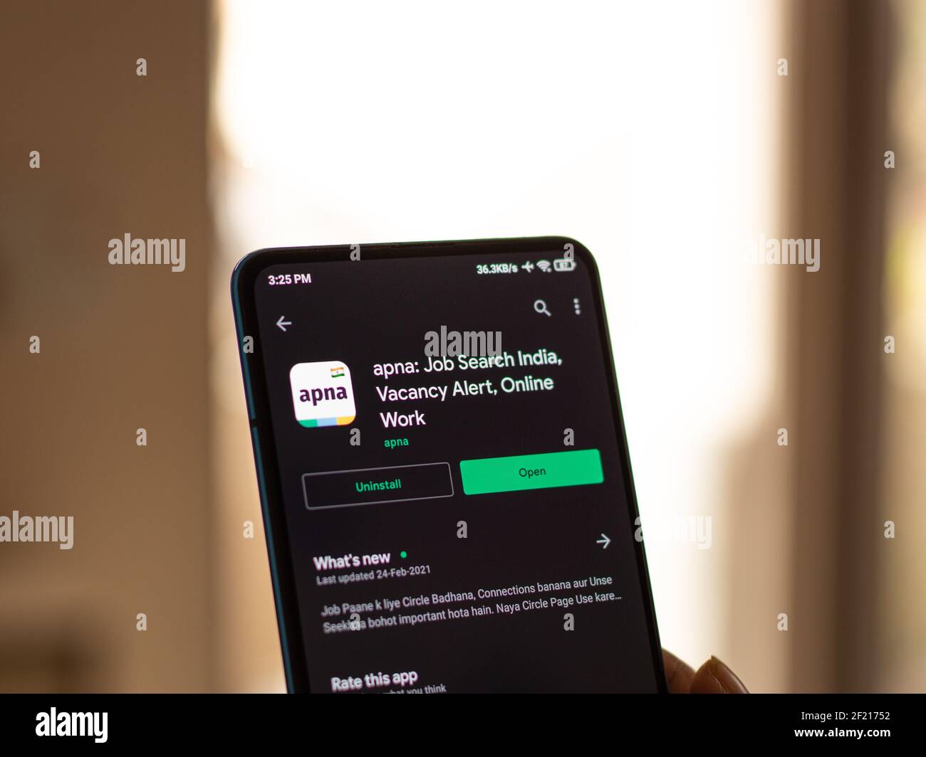 Assam, india - March 10, 2021 : Apna logo on phone screen stock image ...