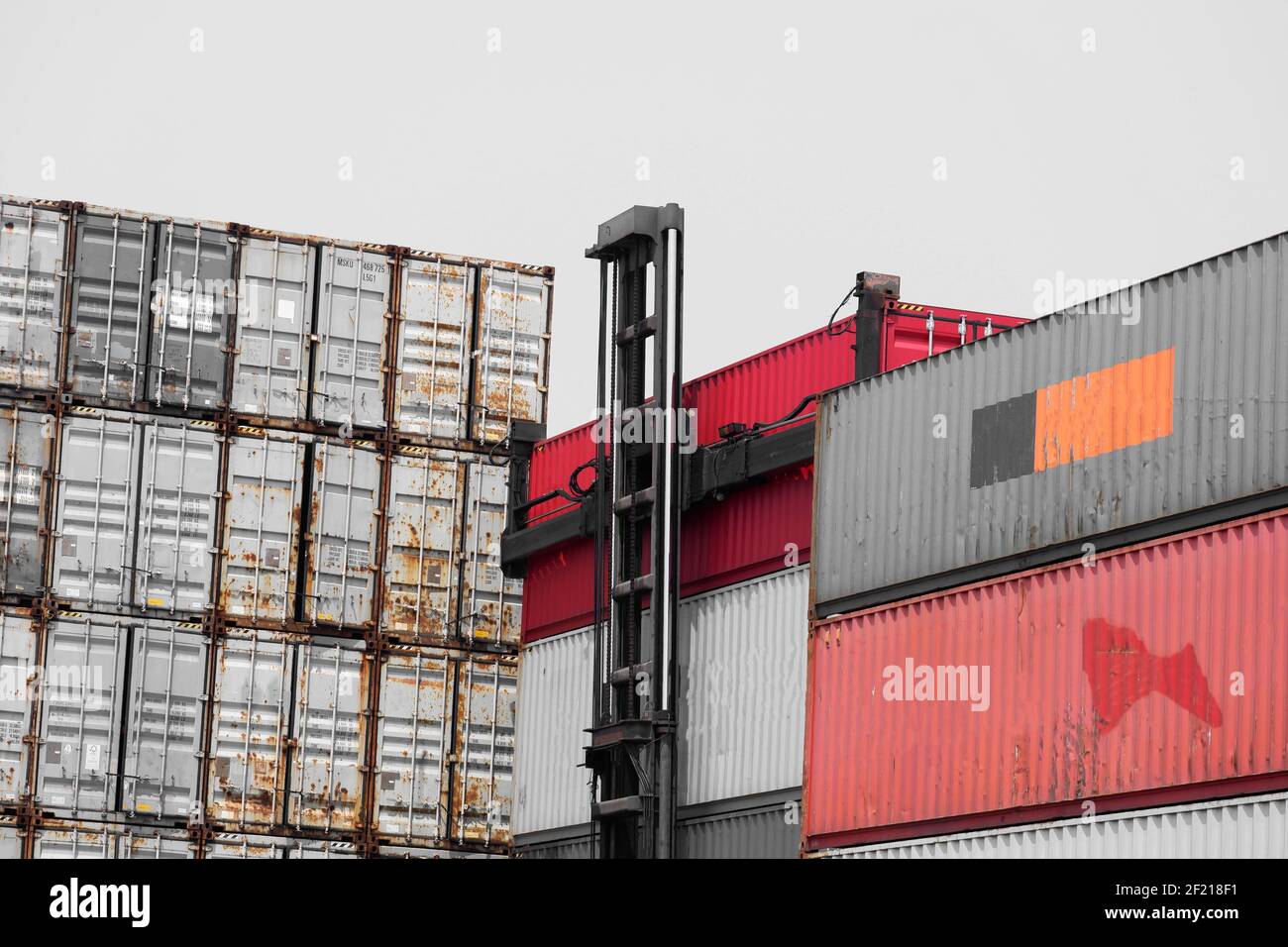 Container handlers Stacking view Stock Photo - Alamy