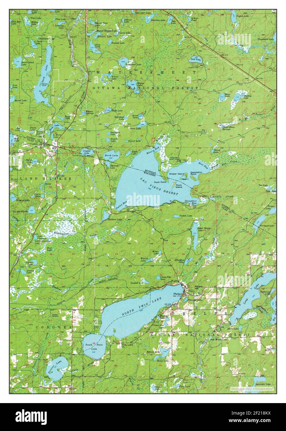 Phelps, Wisconsin, map 1956, 1:62500, United States of America by ...