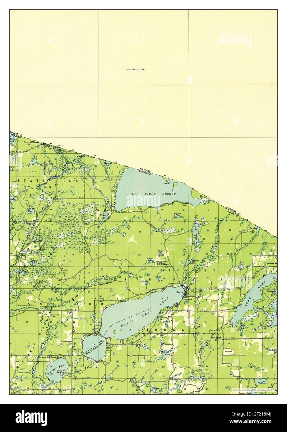 Phelps, Wisconsin, map 1950, 1:48000, United States of America by ...