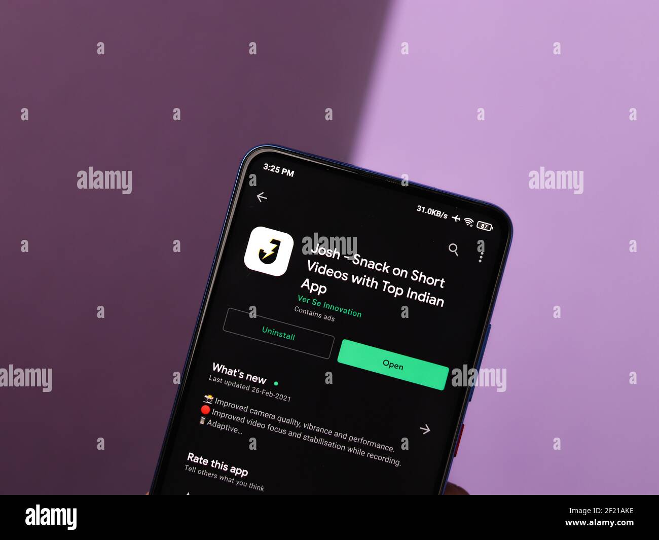 Assam, india - March 10, 2021 : Josh app logo on phone screen stock ...