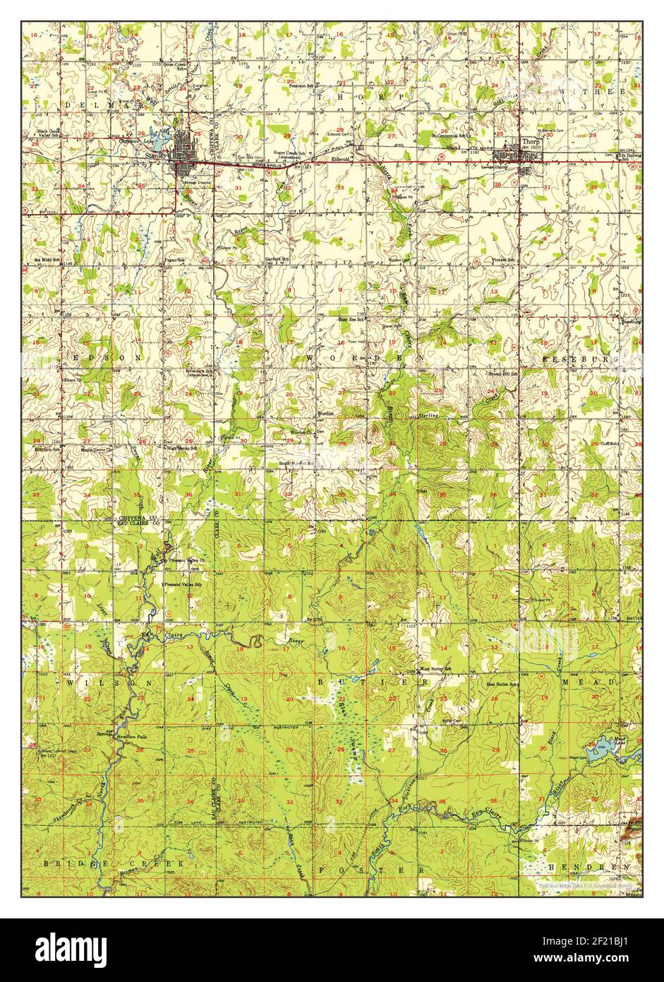 Stanley, Wisconsin, map 1952, 1:62500, United States of America by ...