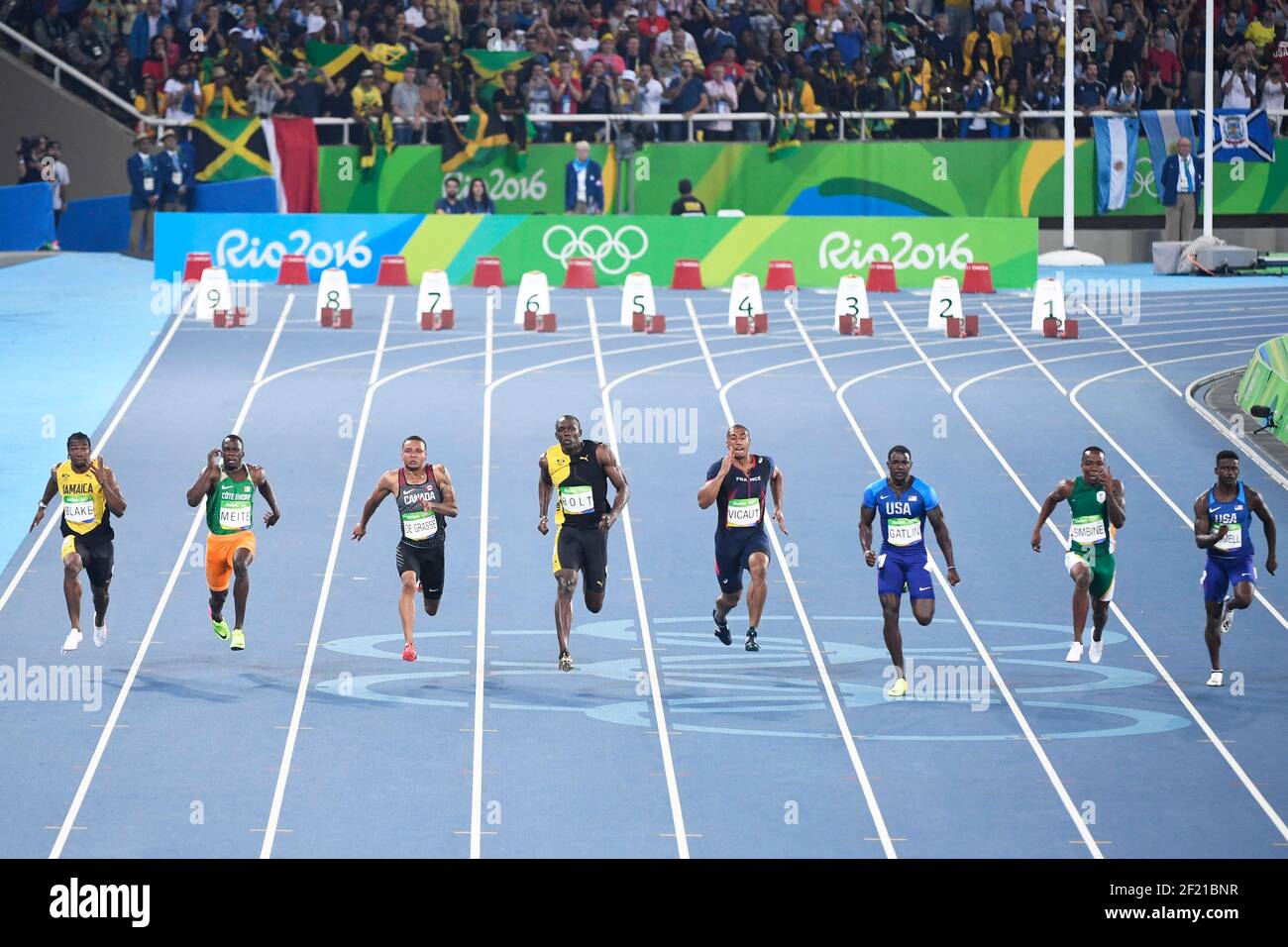 Jamaica's Usain Bolt competes and wins in Men's 100m during the Olympic ...