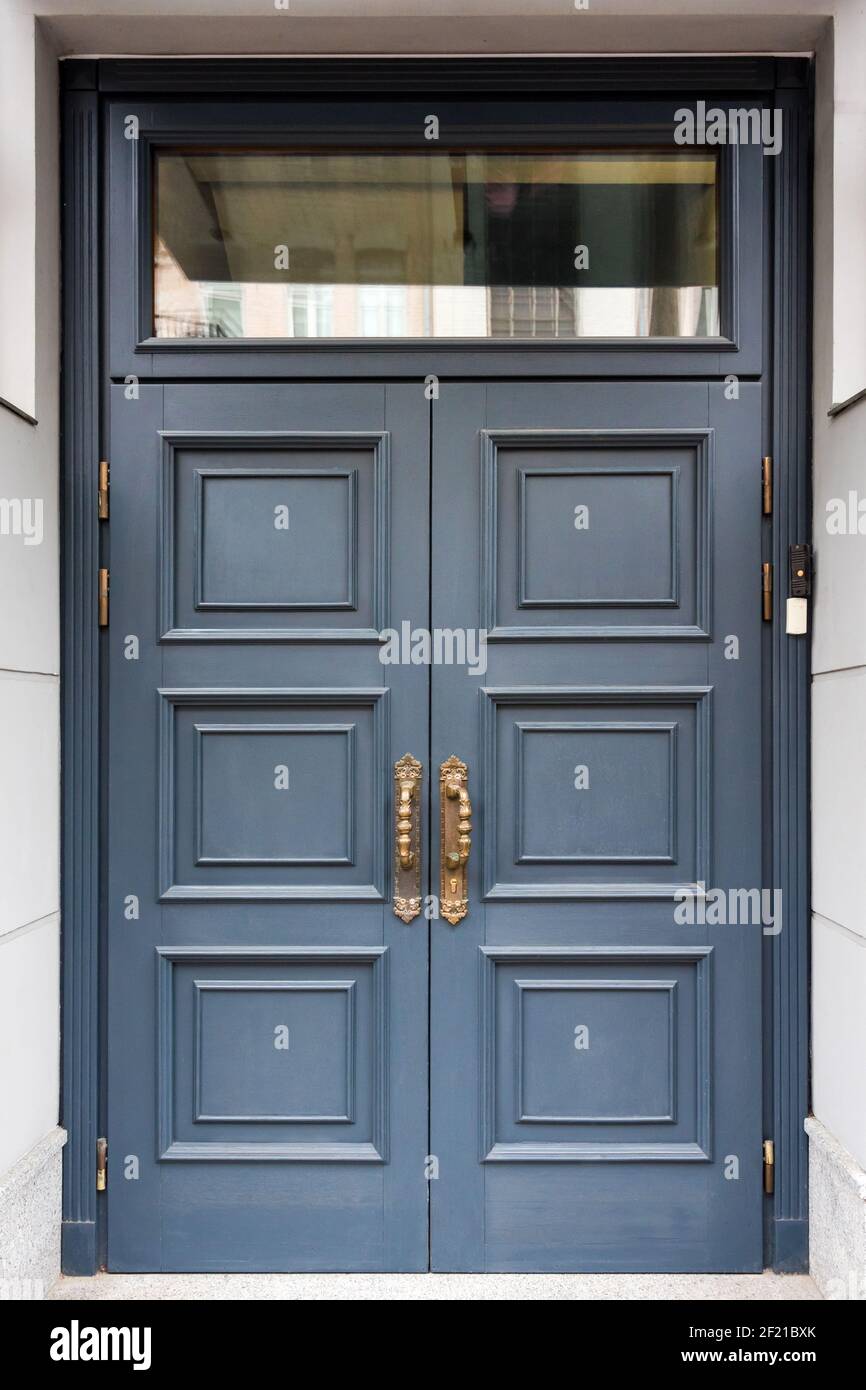 Front door of classic style home. Beautiful entrance of an old house ...