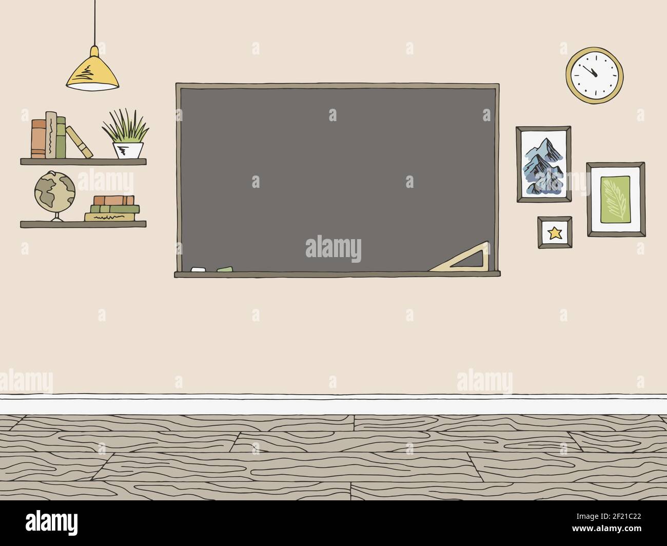 Classroom graphic color school interior sketch illustration vector ...