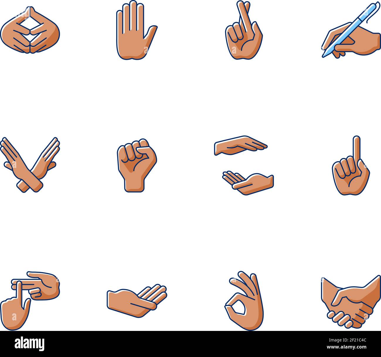 Hand gestures RGB color icons set Stock Vector Image & Art - Alamy