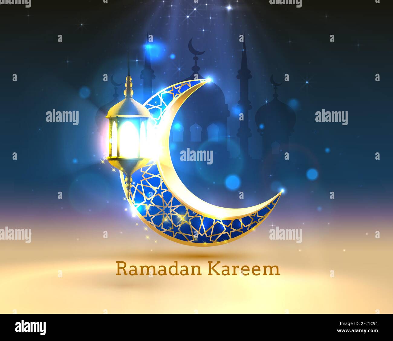 Ramadan cover card, Drawn mosque night view from arch background ...