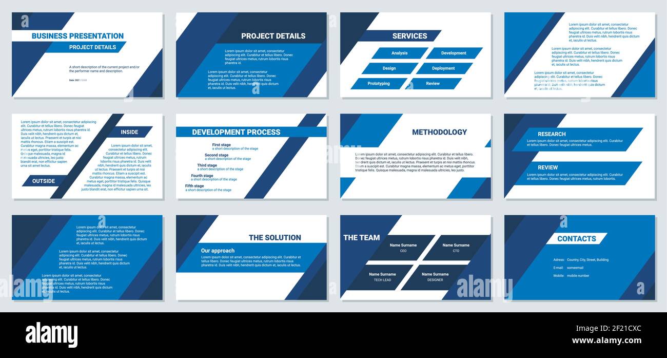 Business presentation design template. Simple flat oblique lines ...
