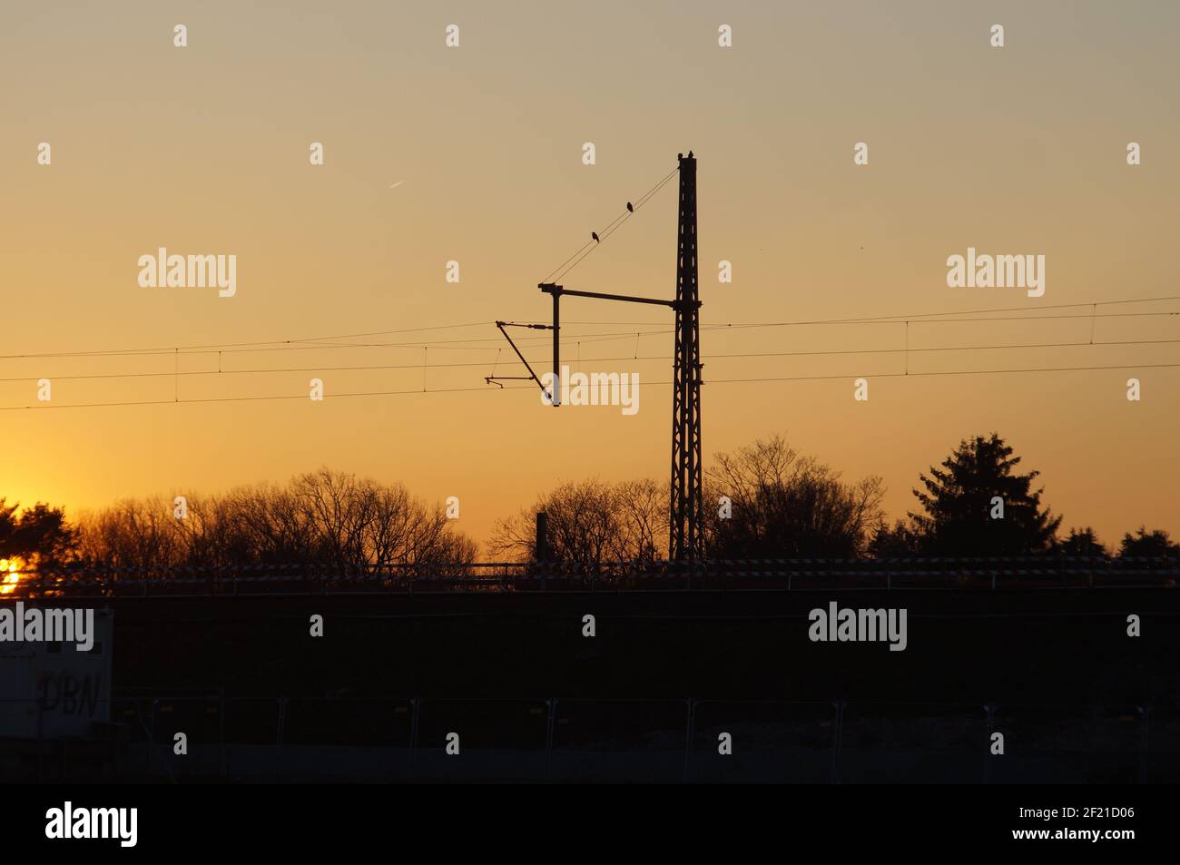A new overhead line mast at the construction site of the Main-Weser ...