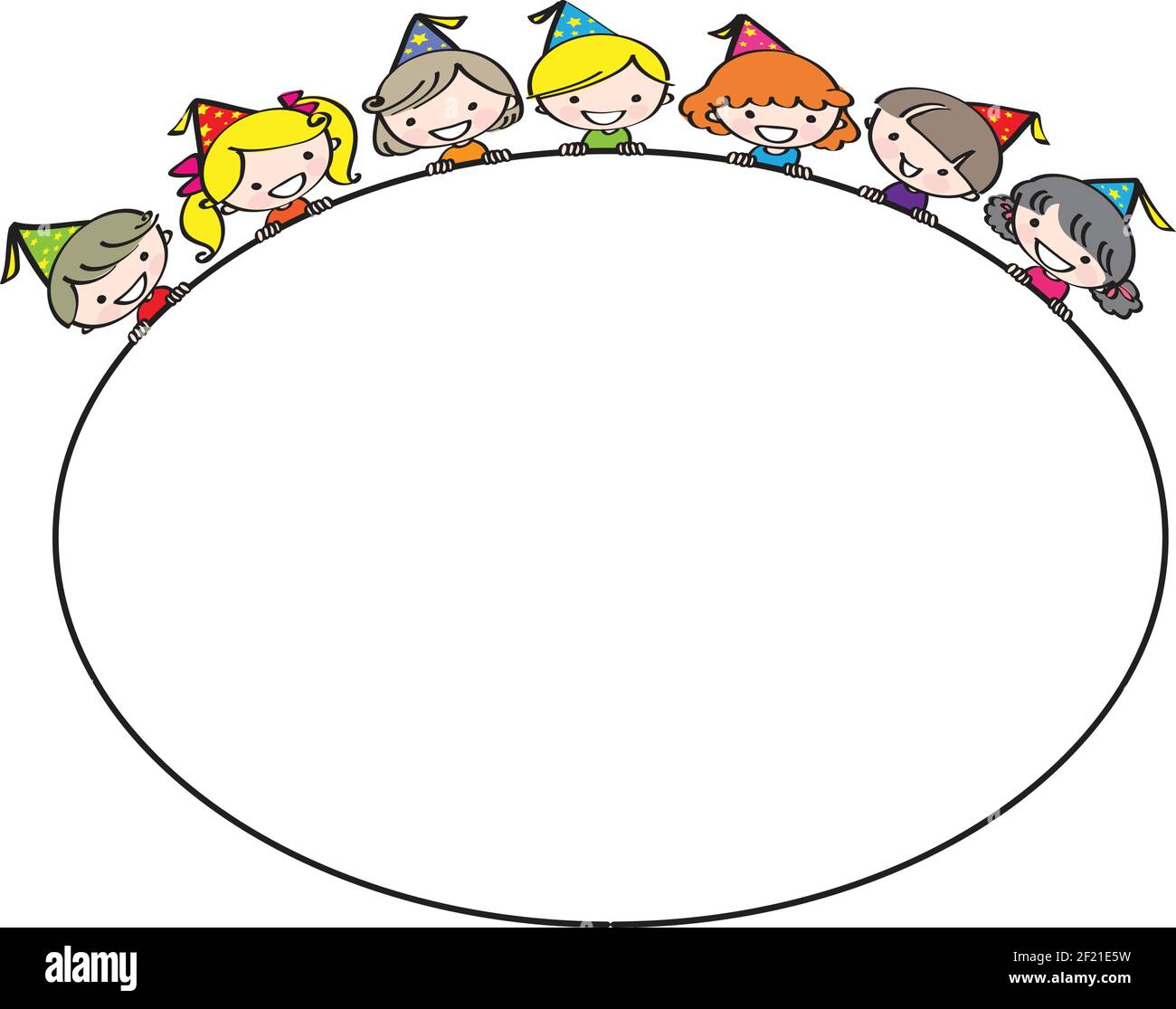 vector cartoon party hat kids Border , frame , card , background Stock ...