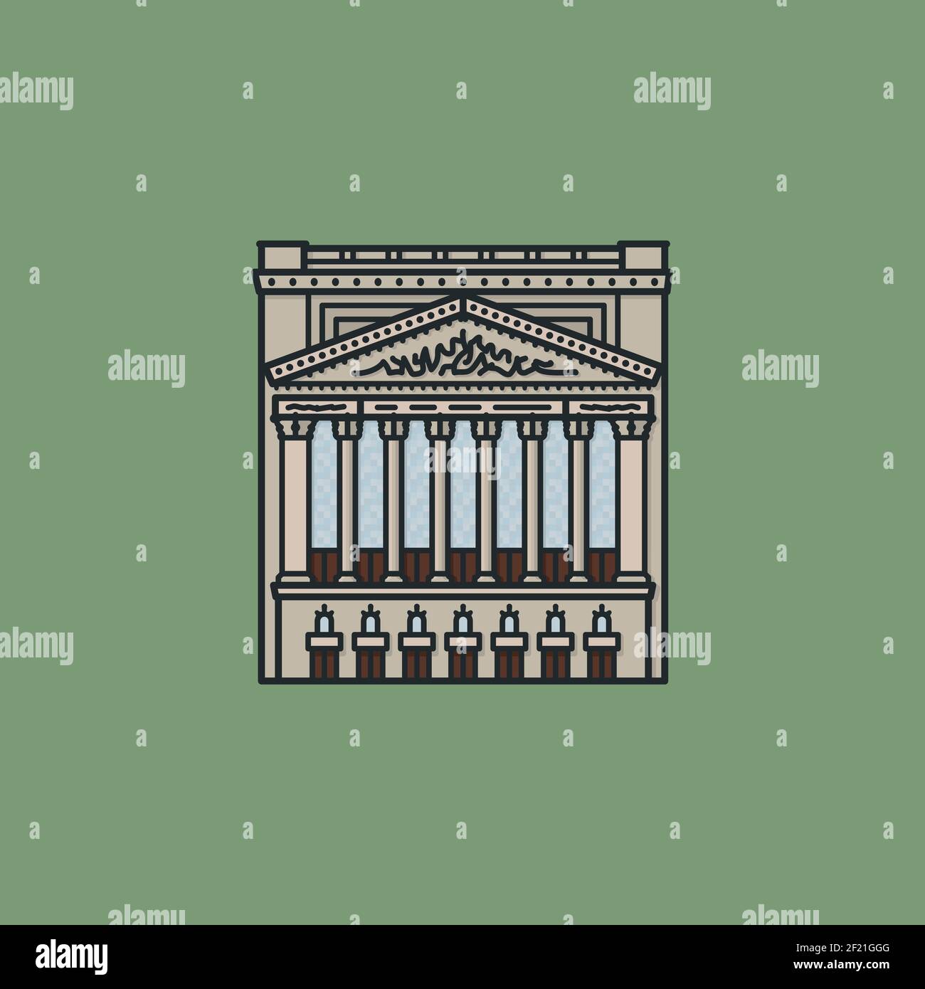 New York Stock Exchange building on Wall Street front view vector ...